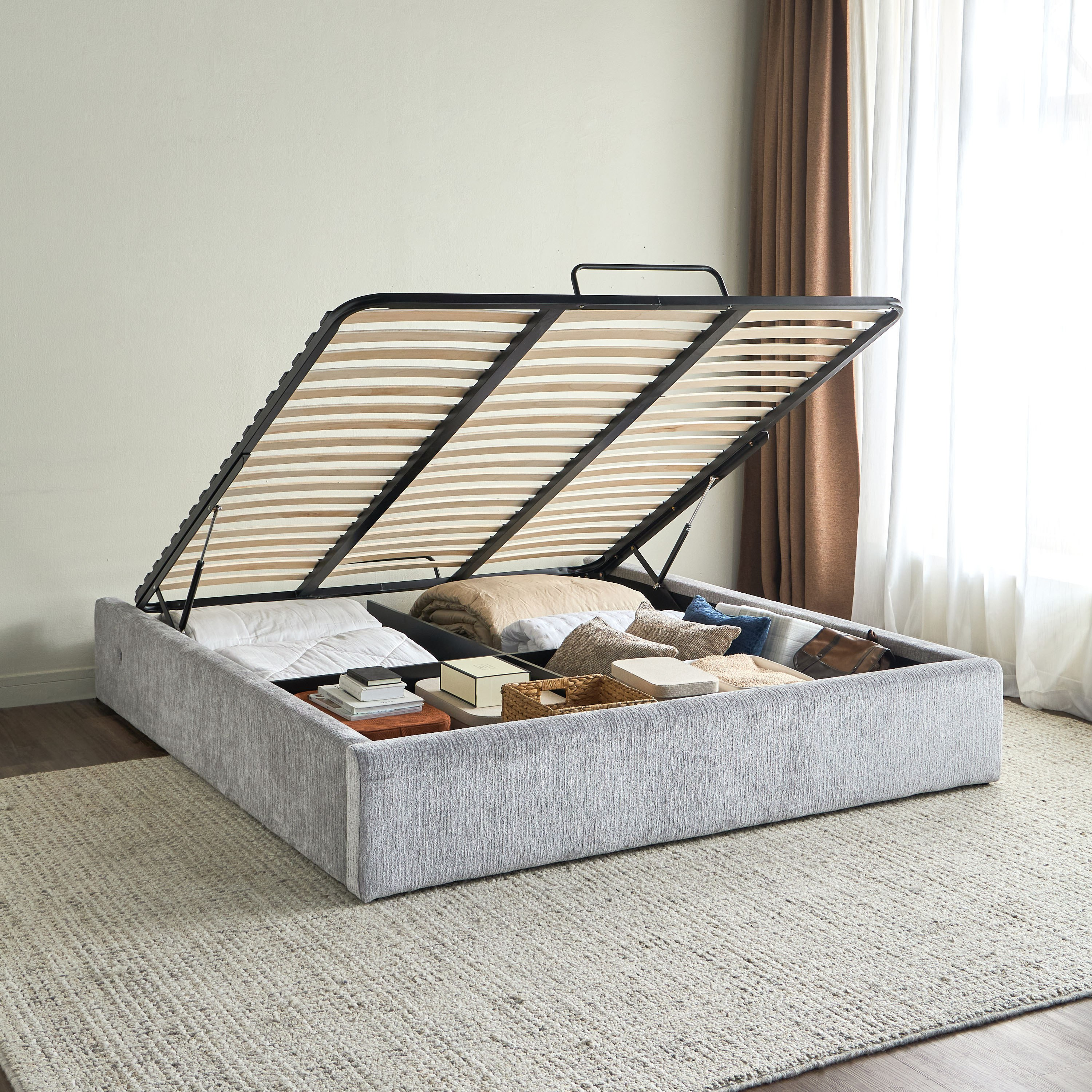 Shop Vogue Super King Bed Base with Hydraulic Storage - 200x200 cm ...