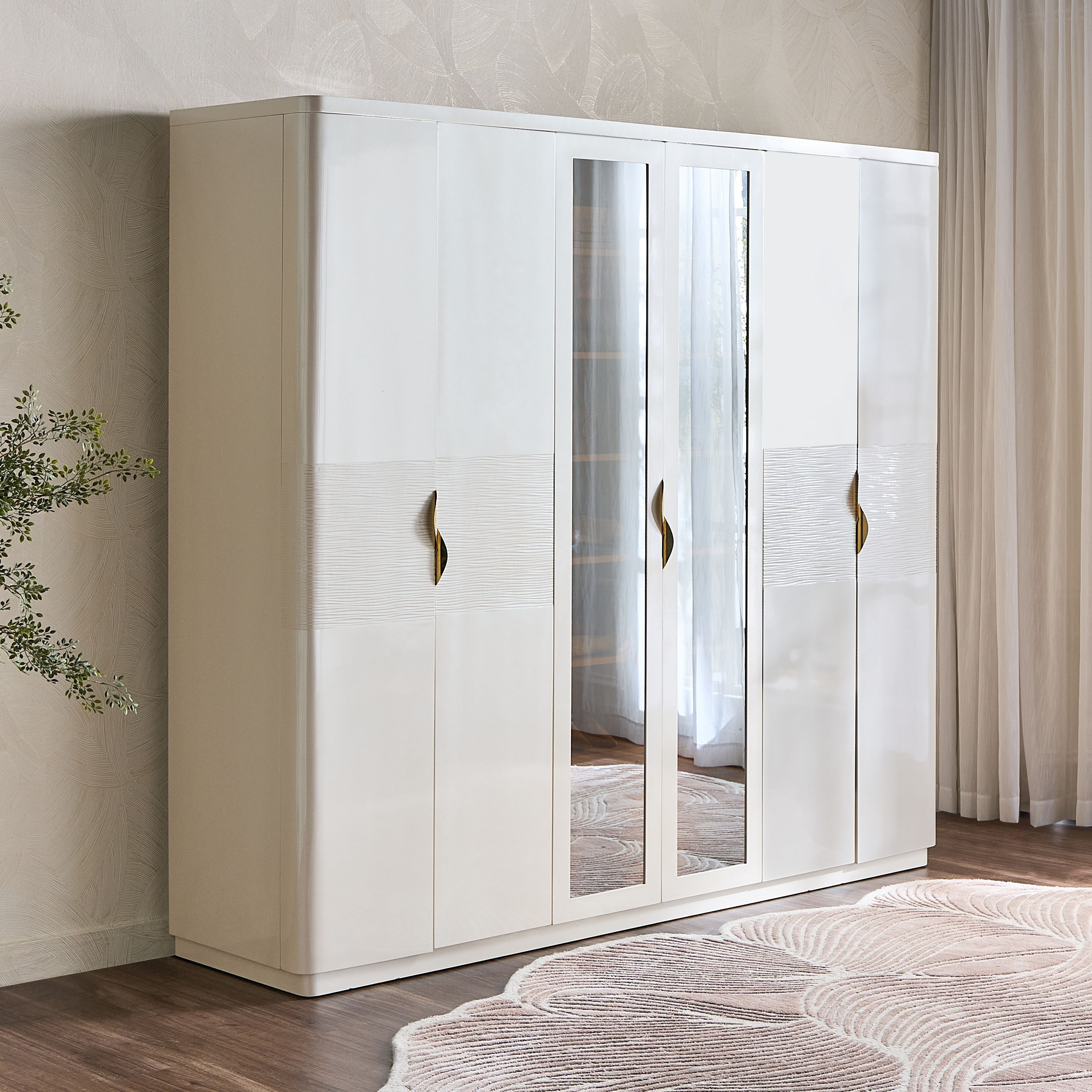 Shop Raqiya 6-Door Wardrobe with Drawers | Homecentre Egypt