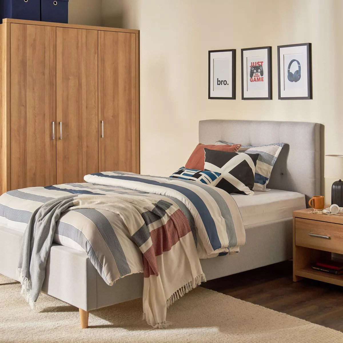 Shop Maxillar Single Bed - 120x200 cm - Grey | Homecentre Oman